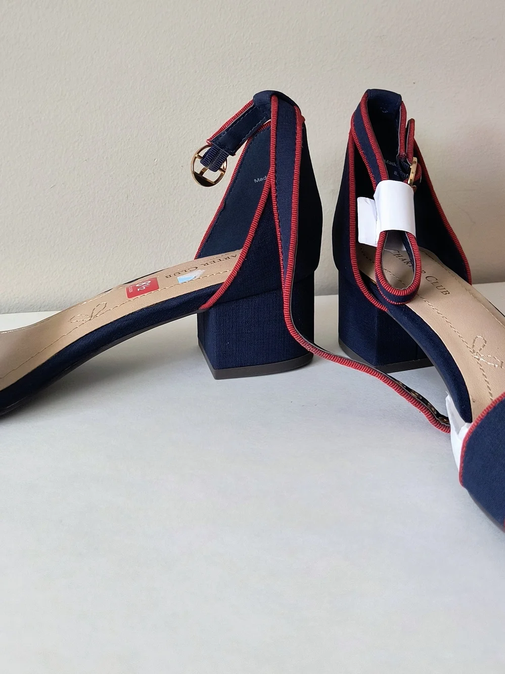 Charter Club | Shoes | Charter Club Navy Block Heel Sandals With Red ...
